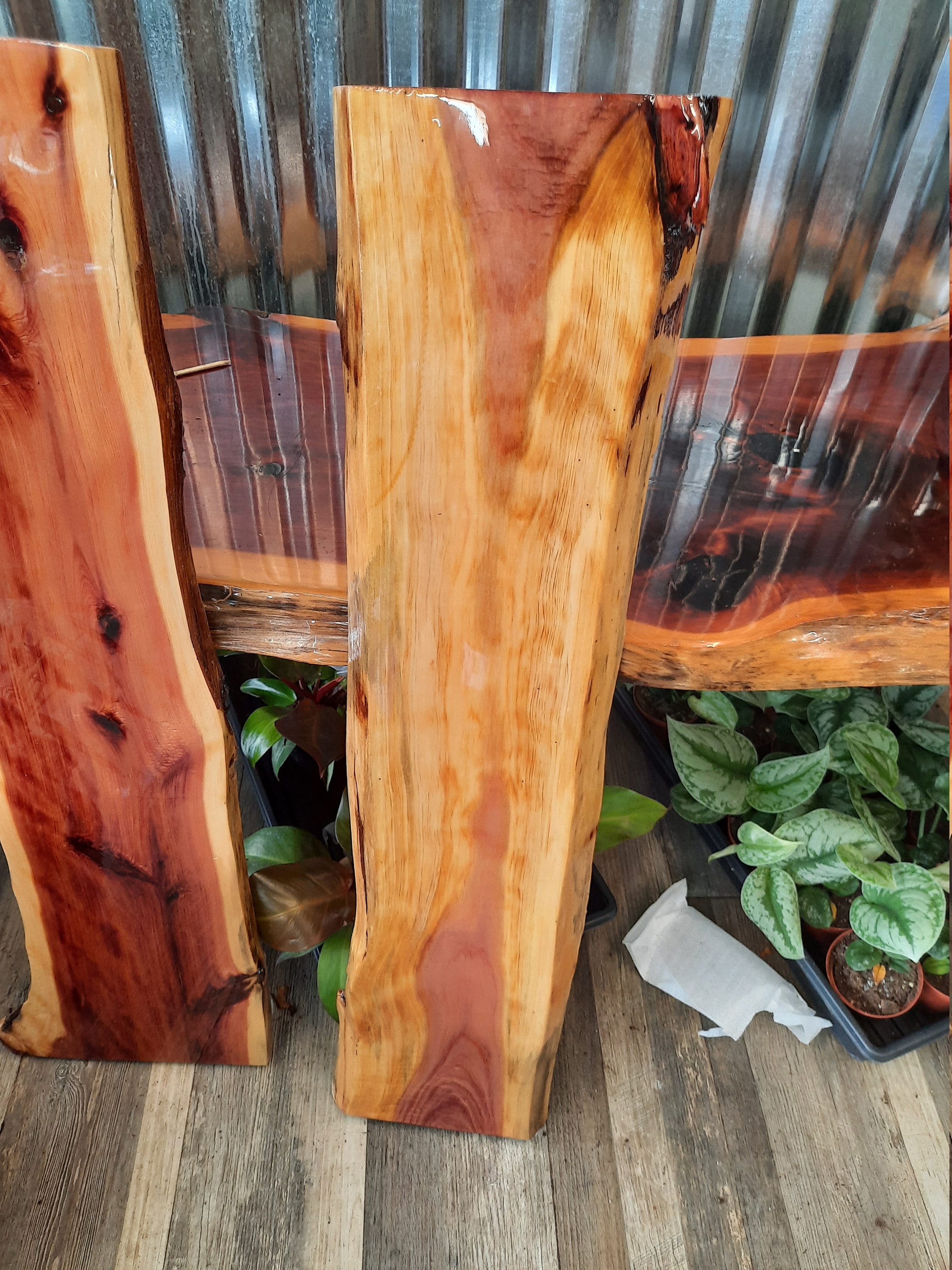 Live Edge Floating Shelf | Cedar | Rustic Floating Edge Shelf| Epoxy ...