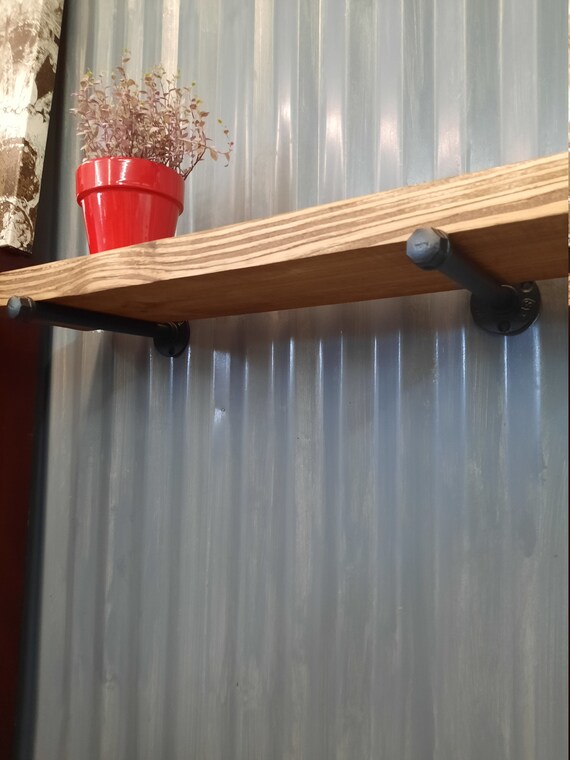 FLOATING SHELF Farmhouse Rustic Pipe Brackets Rustic Wall | Etsy