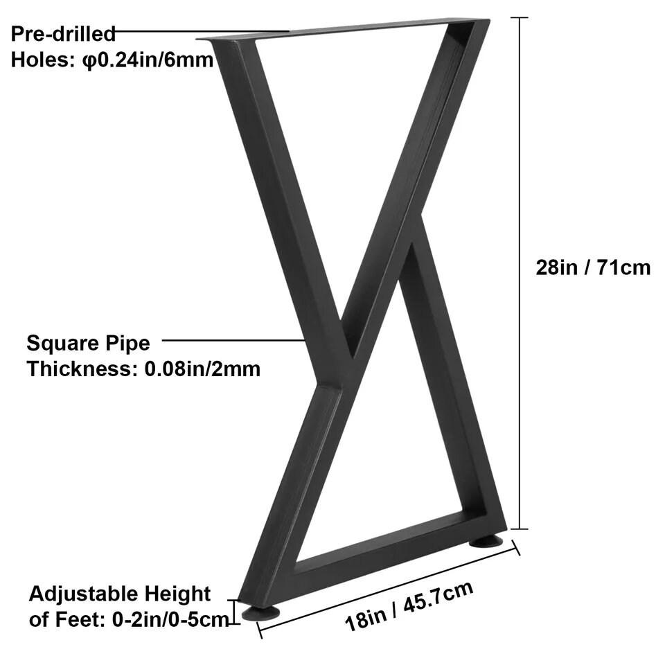 Metal Z Frame Table Legs Set of 2, Coffee Table Bench Legs, Modern ...