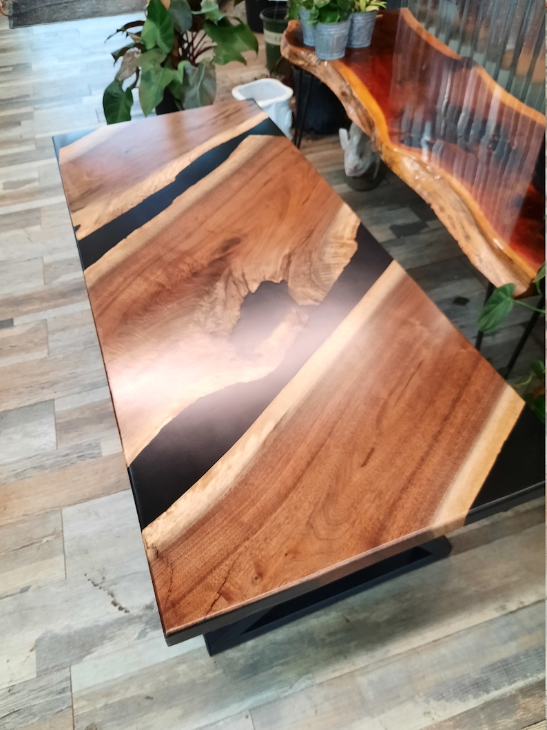 Walnut Epoxy River Table / Bench Black Walnut Epoxy Coffee - Etsy