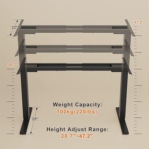 Electric Adjustable Standing Desk Legs Frame Stand up Desk Base Pre-set ...