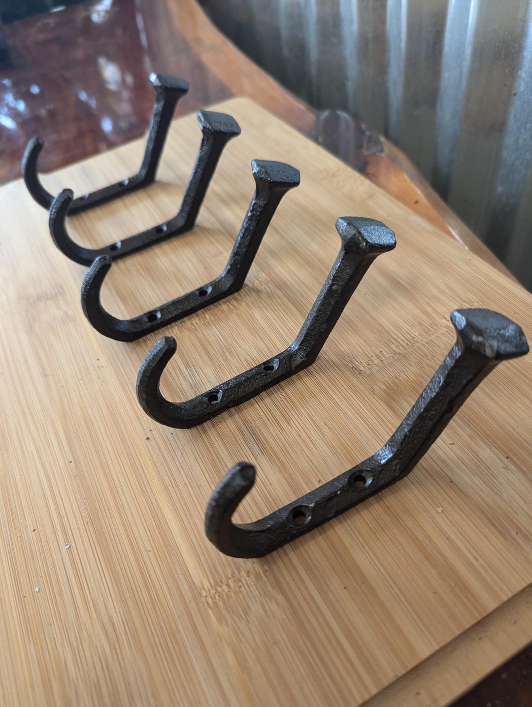 5 Railroad Spike Hooks / Towel Hooks / Railroad Spike , Cast Iron ...
