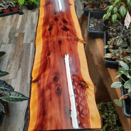 Live Edge Epoxy River Table / Bench Cedar Coffee 48in - Etsy