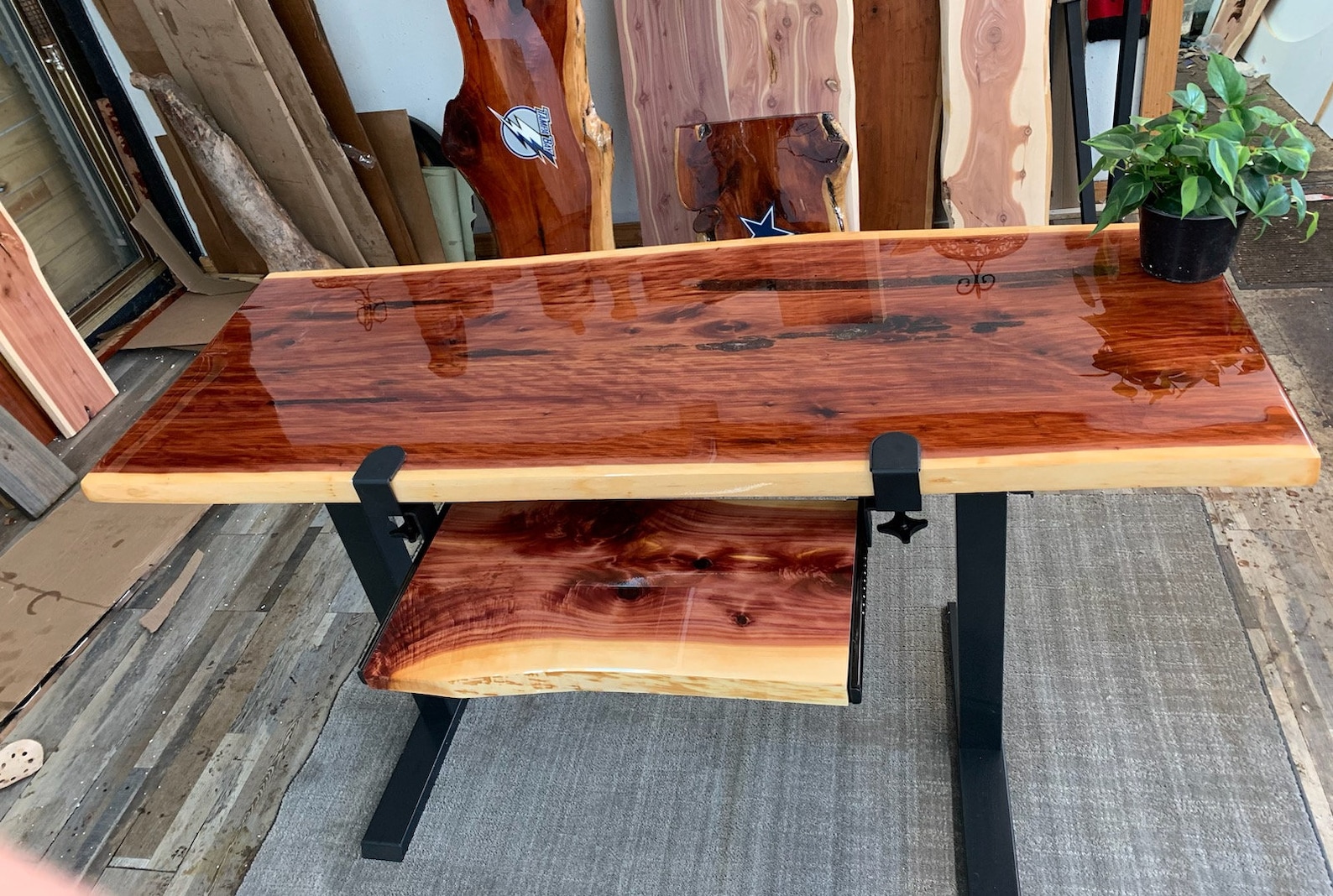 Office Desk / Computer Desk, Solid Live Edge Cedar Table, Custom Wood ...