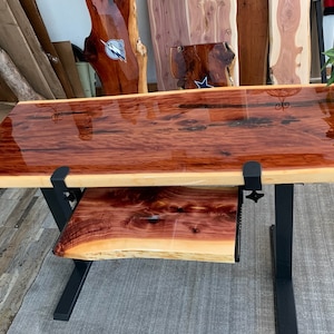 Office Desk / Computer Desk, Solid Live Edge Cedar Table, Custom Wood ...