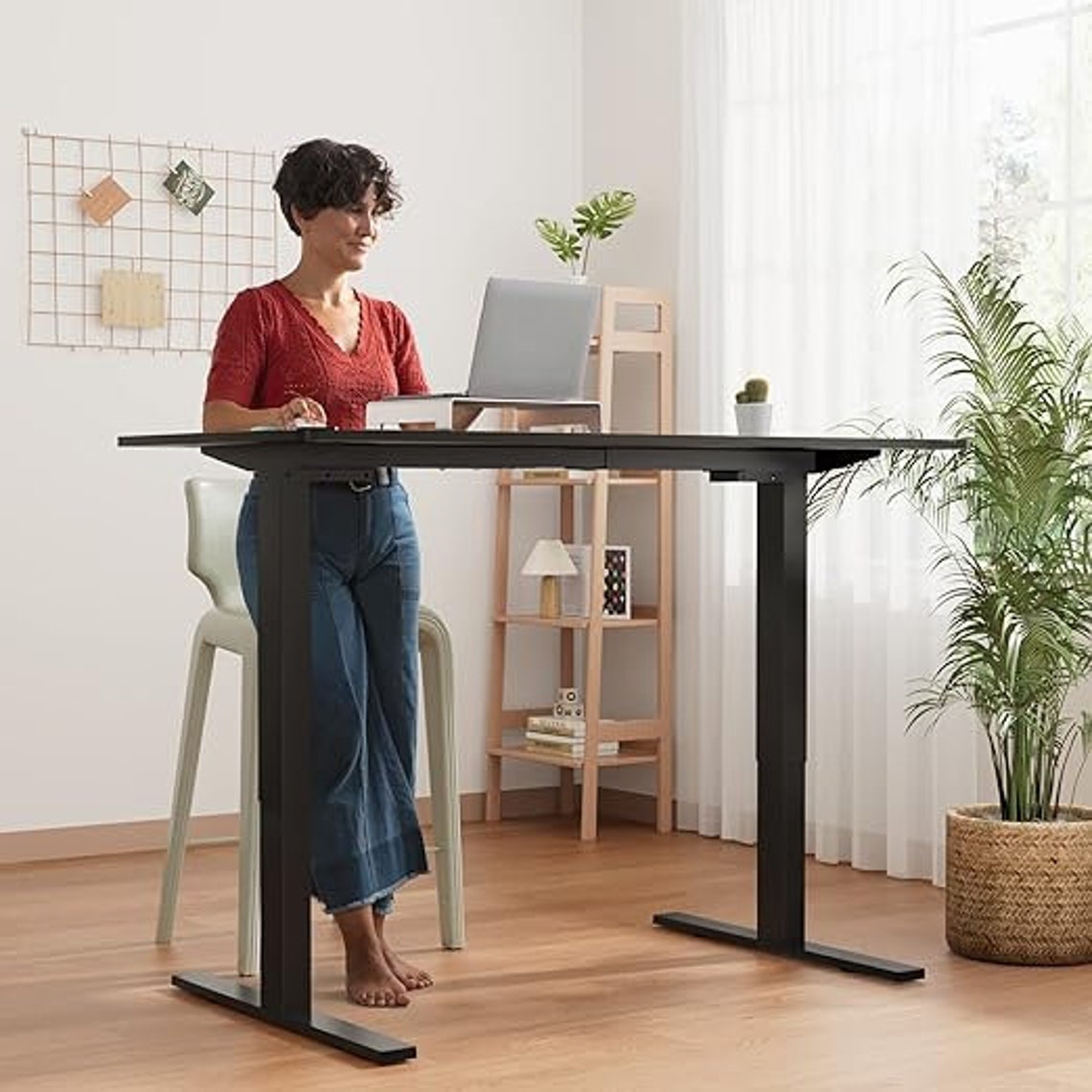 Electric Adjustable Standing Desk Legs Frame Stand up Desk Base Pre-set ...