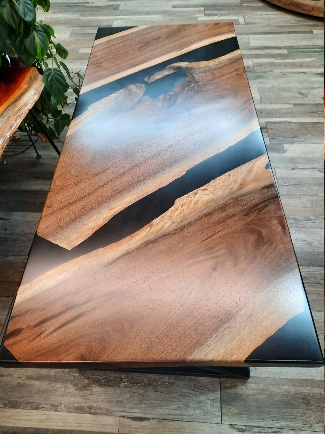 Epoxy River Table / Bench Black Walnut Epoxy Coffee Epoxy Coffee Table ...