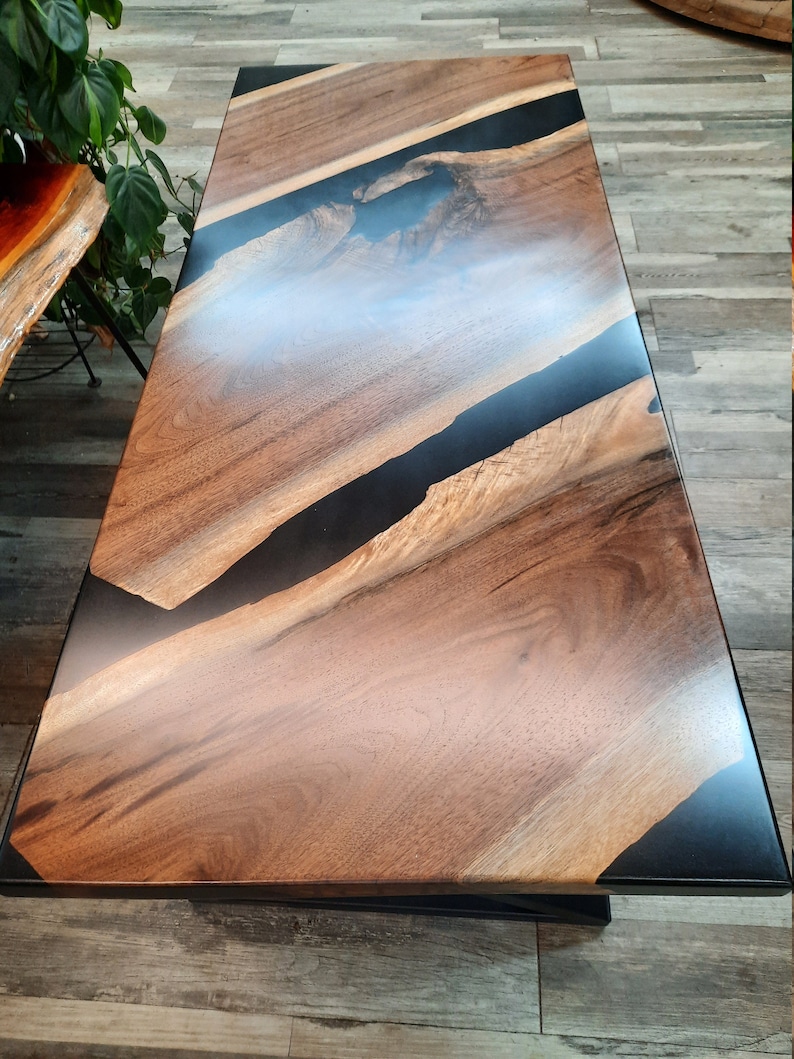 Walnut Epoxy River Table / Bench Black Walnut Epoxy Coffee - Etsy