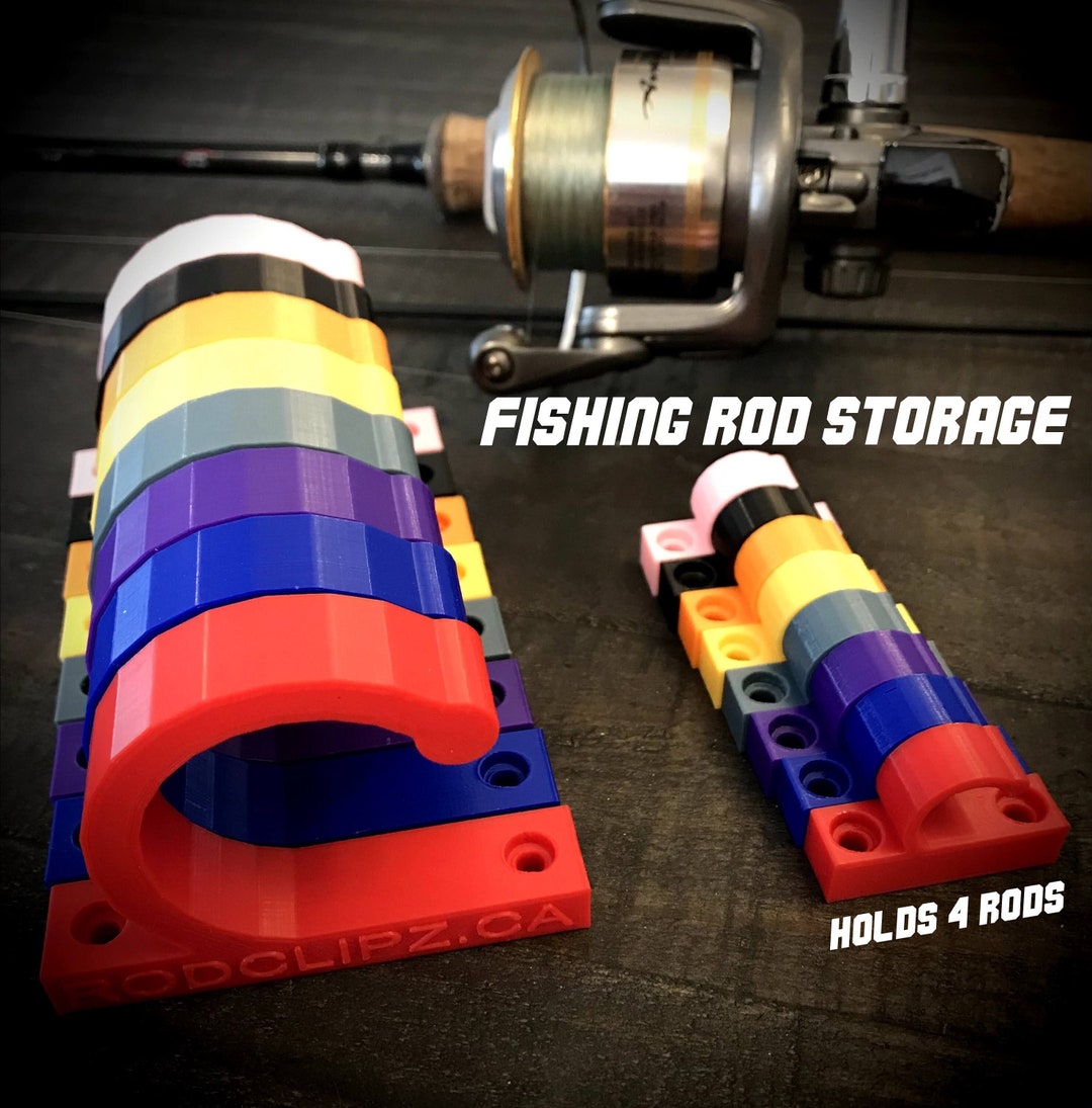 Wall Mounted Fishing Rod Holder: Holds 4 Rods - Etsy