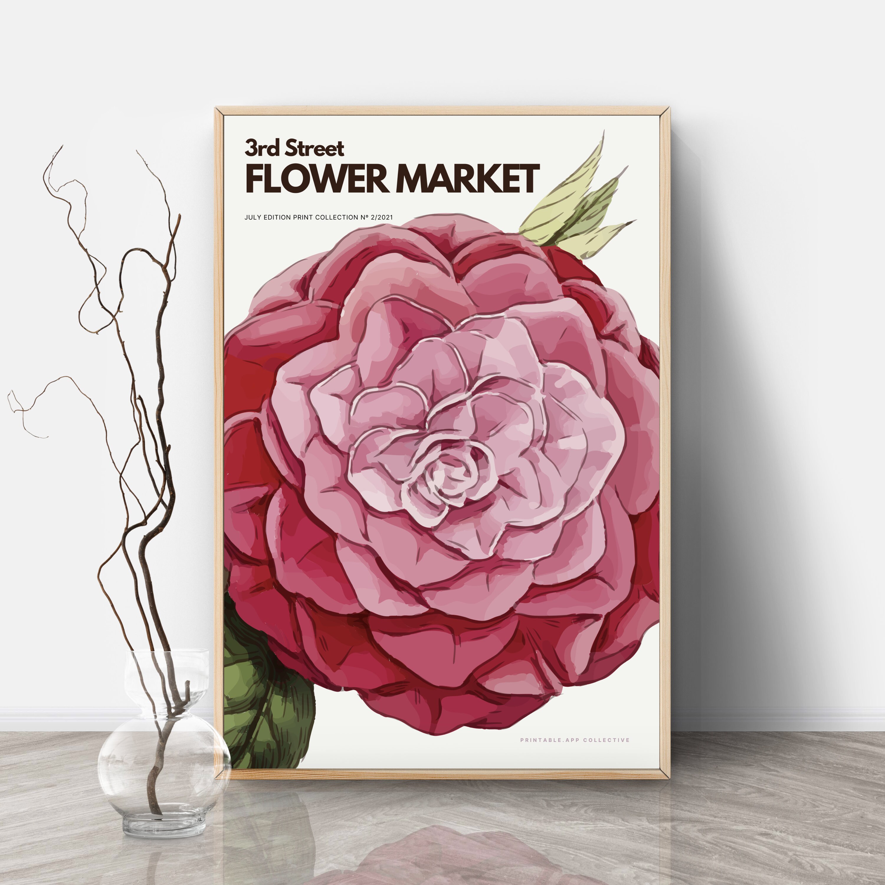 Flower Market Print, Botanical Poster, Floral Print, Flower Market ...