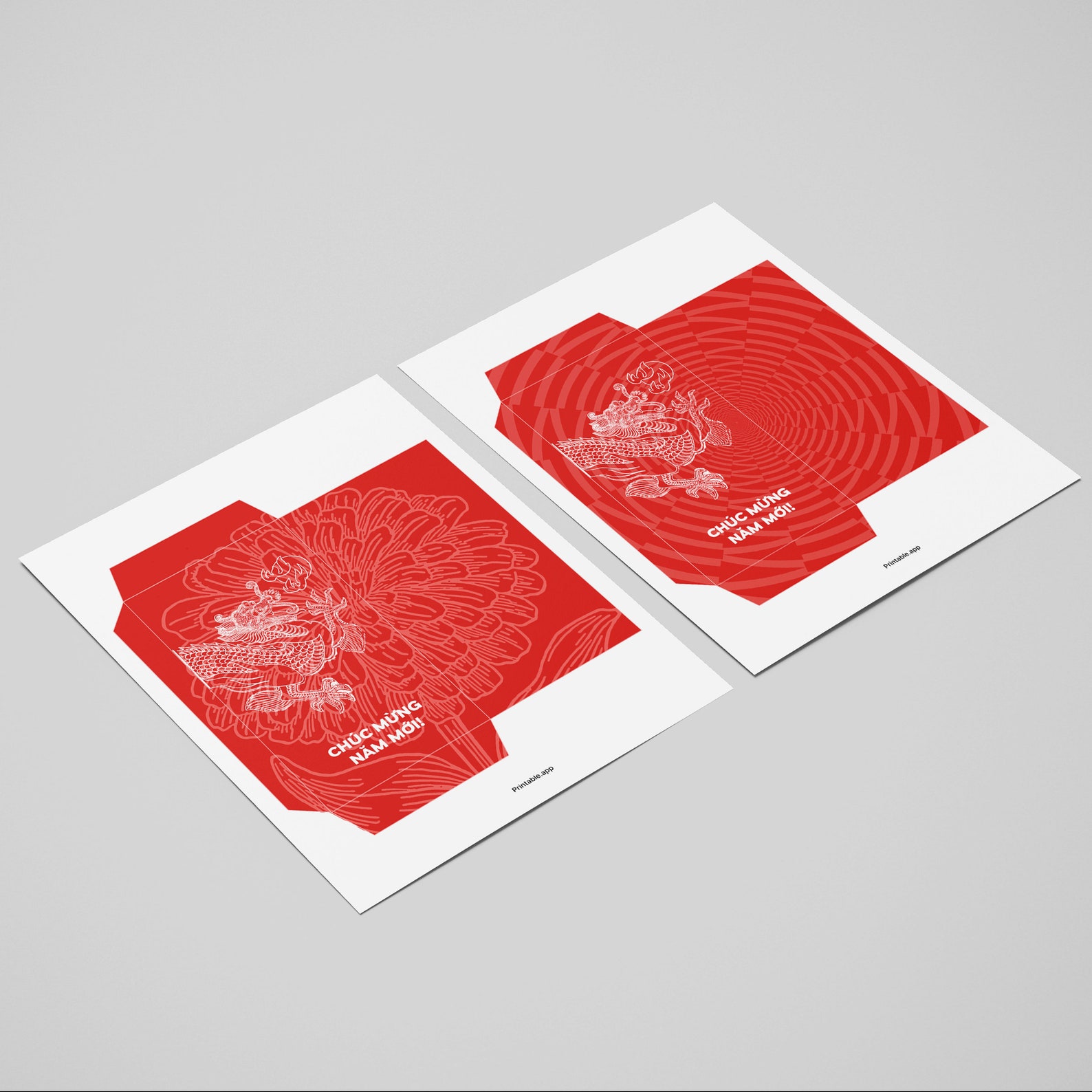 Red Envelope Printable Bao Lì Xì for Vietnamese Lunar New Year / Tết ...