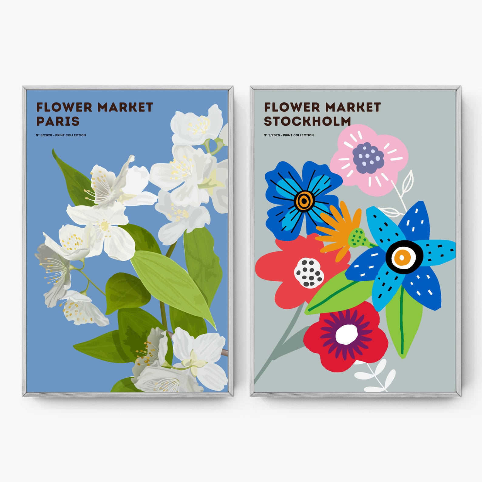 12 Flower Market Print Set Of 12 Botanical Poster Floral Etsy