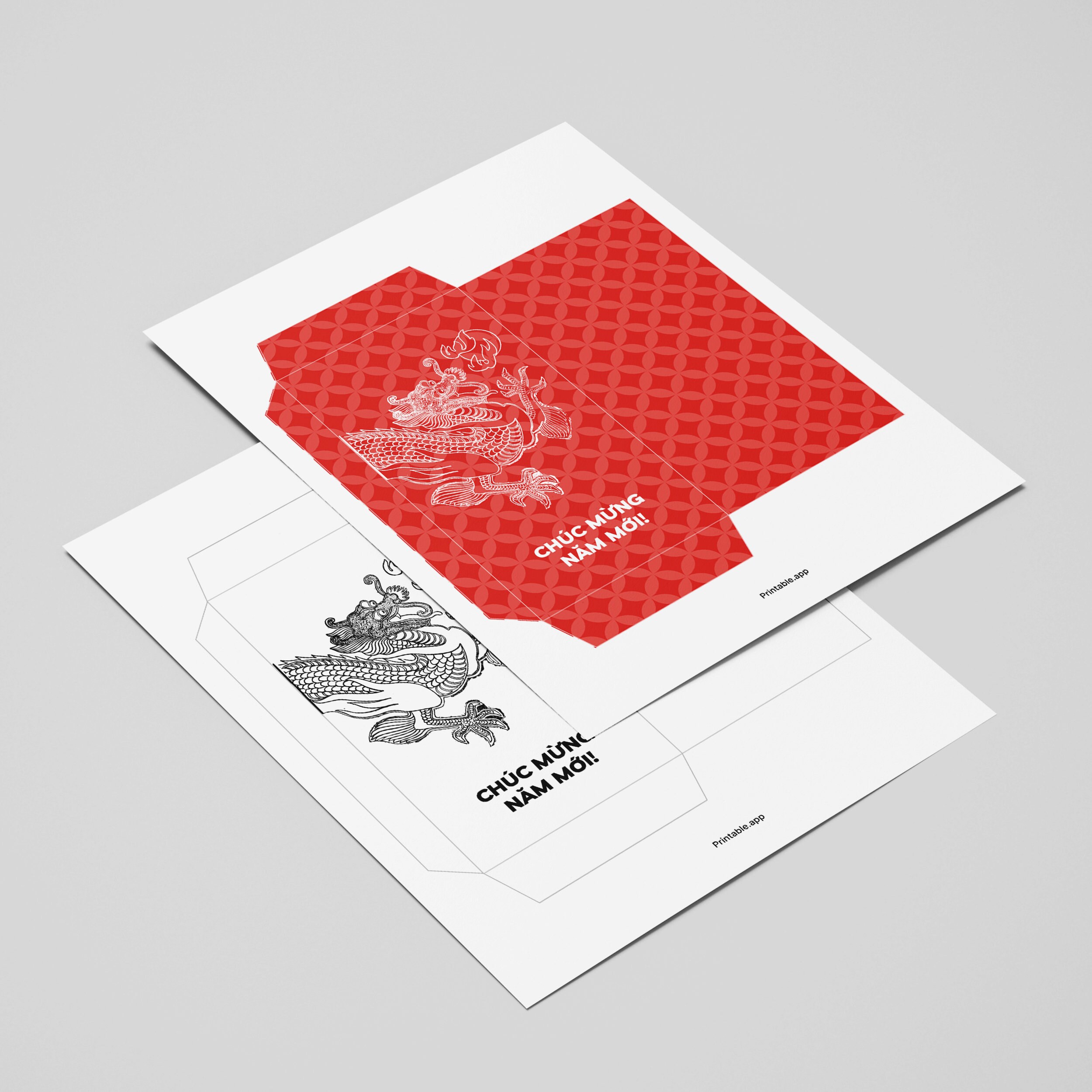 Red Envelope Printable – Bao Lì Xì for Vietnamese Lunar New Year / Tết ...