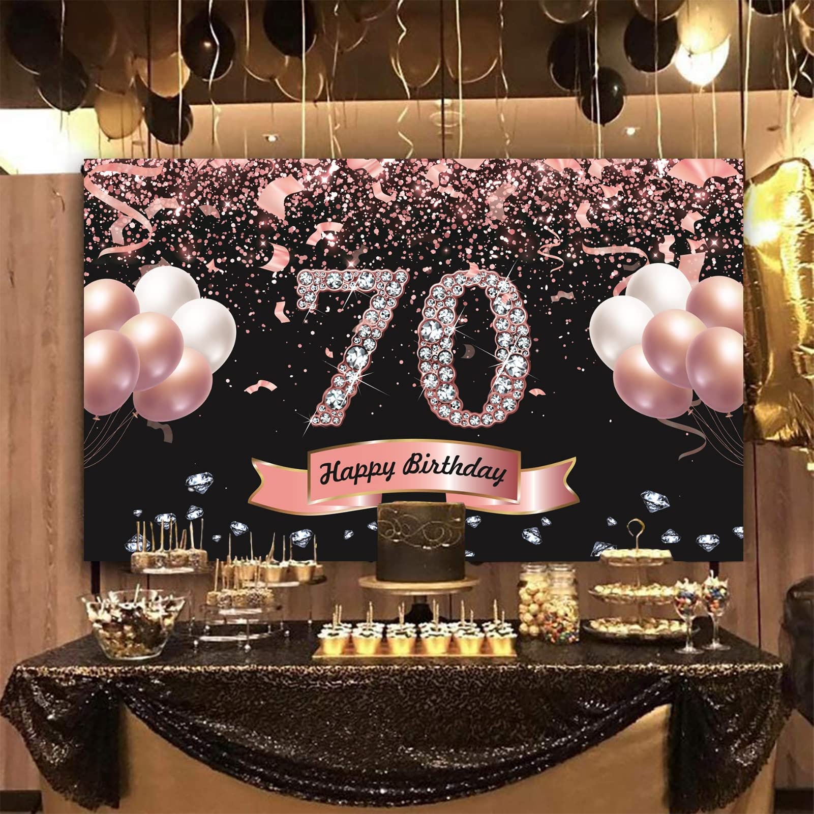 5 9 X 3 6 Fts 70th Birthday Party Decorations Rose Gold Etsy