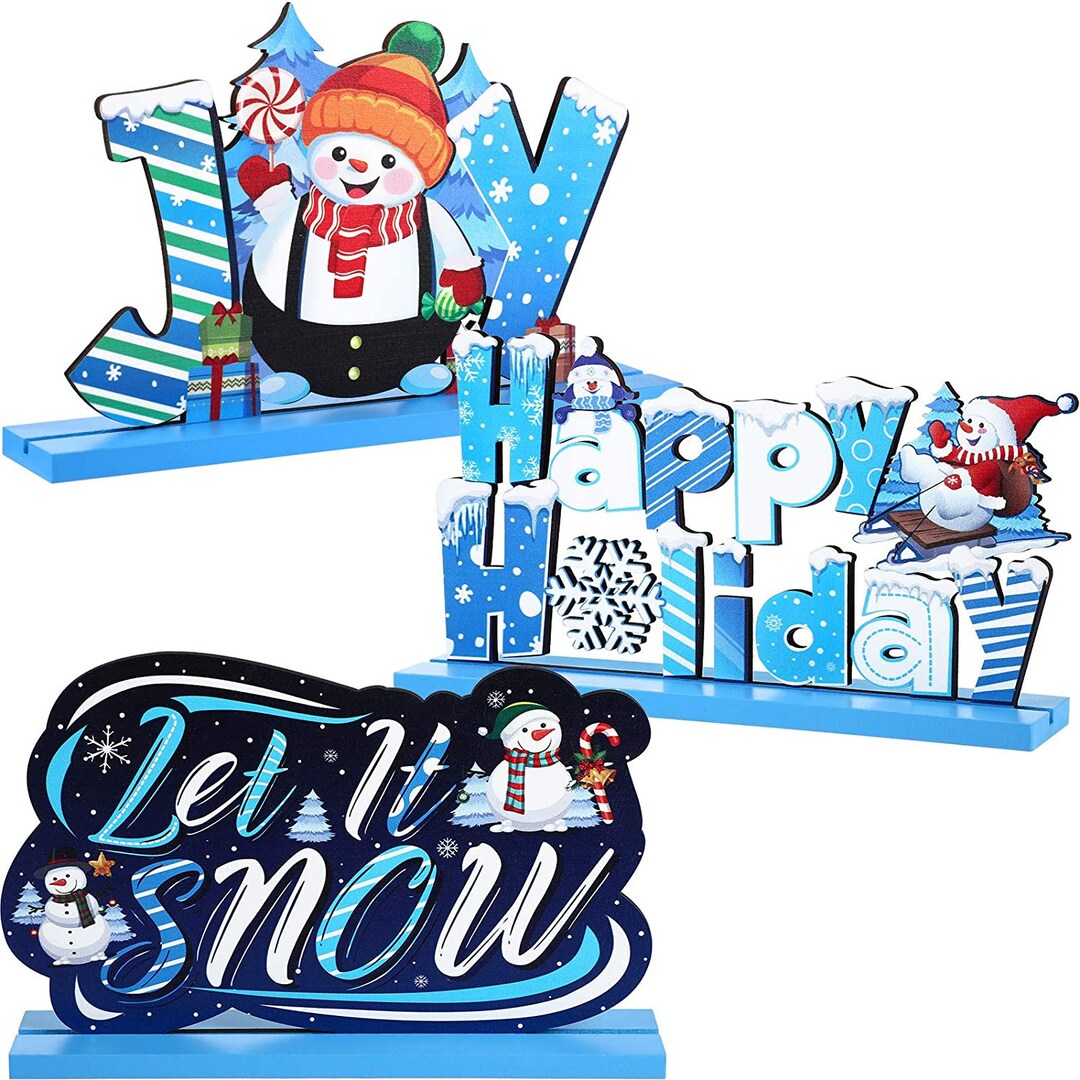 Joy Sign Christmas Centerpiece Decorations snowman Let It Snow Table ...