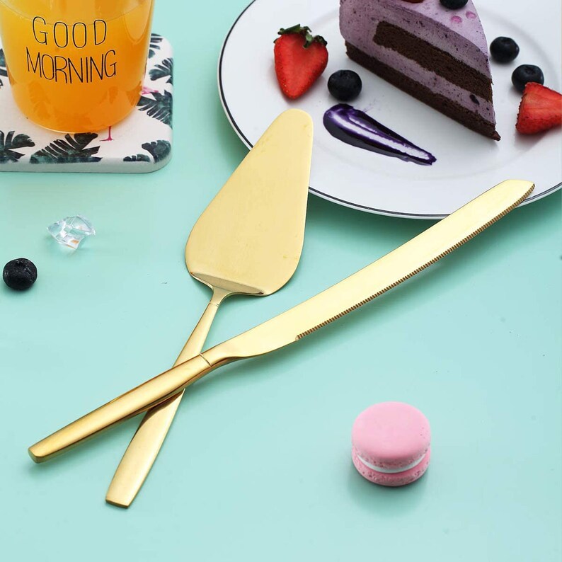 Gold Cake Cutting Set Cake Serving Set 2pcs No Rust Set Cake - Etsy