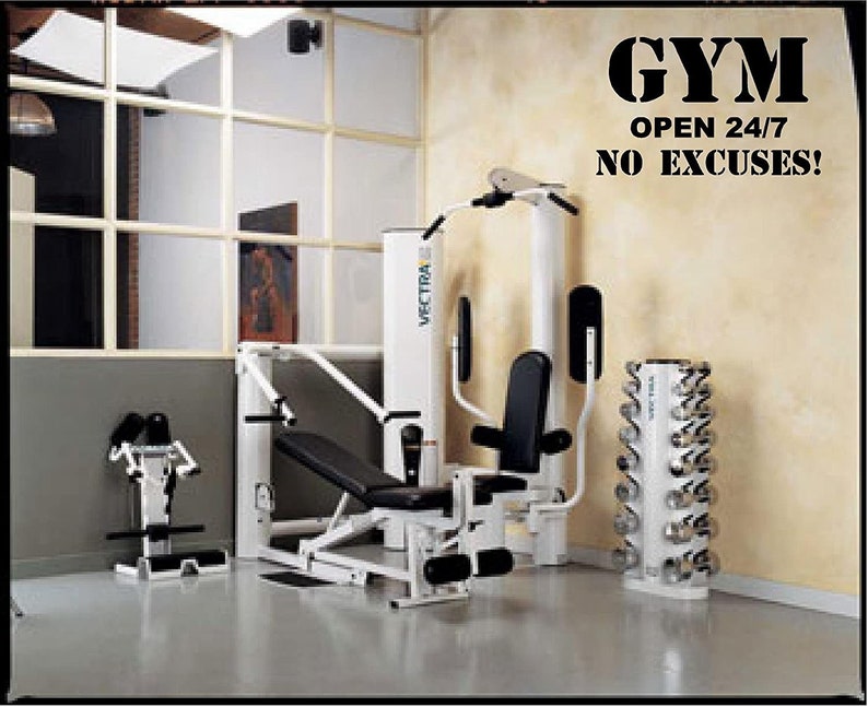 Home Gym Sign Gym Open 24/7 No Excuses Black | Etsy