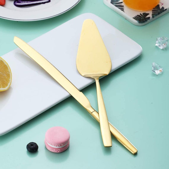 Gold Cake Cutting Set Cake Serving Set 2pcs No Rust Set Cake - Etsy