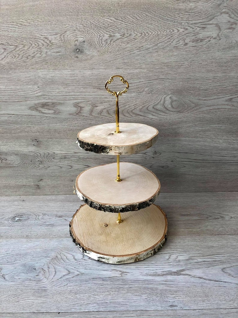 Wood Cake Stand |3tier Cake Stand| Wooden Birch Cupcake Holder |cake ...