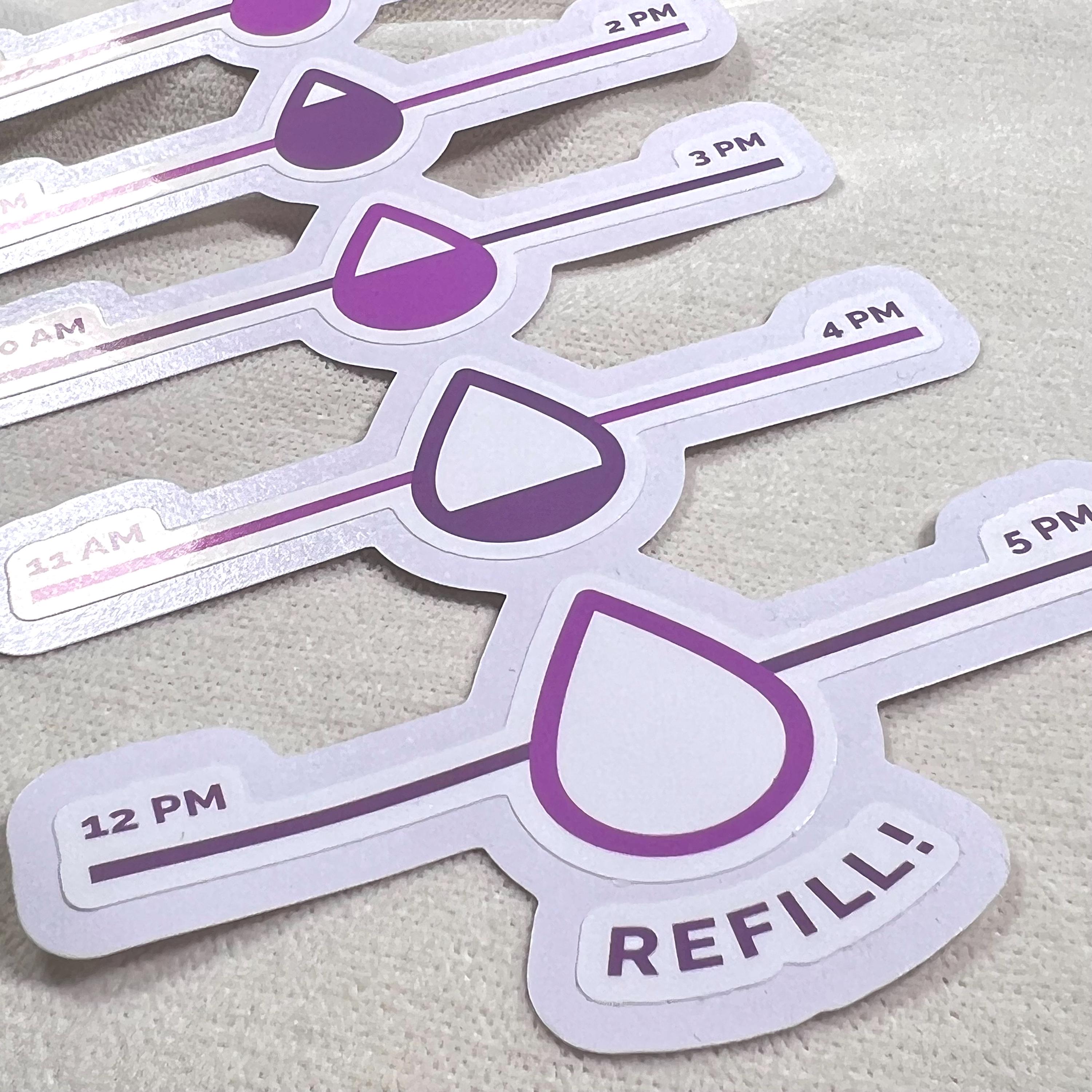 Water Bottle Daily Tracker Easy Peel Glossy 10 Hour H20 Tracker Easy ...