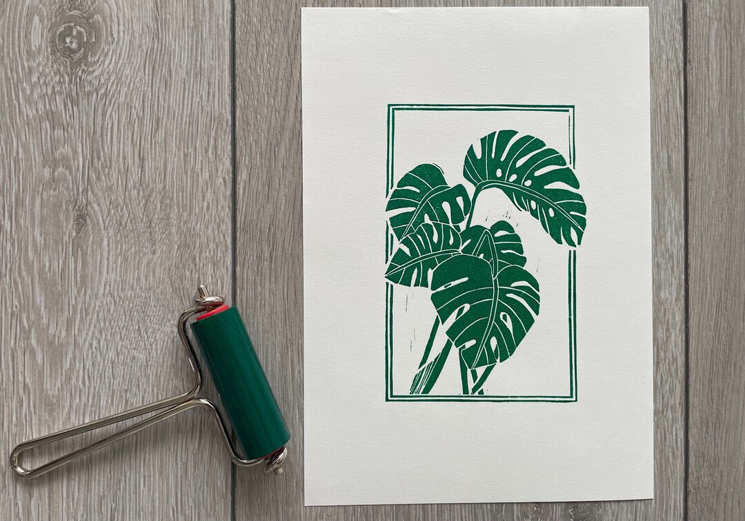 Lino Cut Print Monstera Print Original Relief Print House Plants Print ...