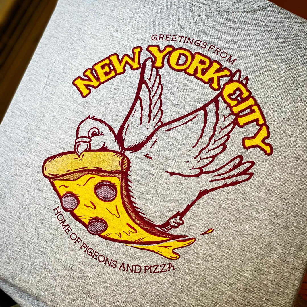 Pigeons & Pizza New York City T-shirt hand Printed // Original Design ...