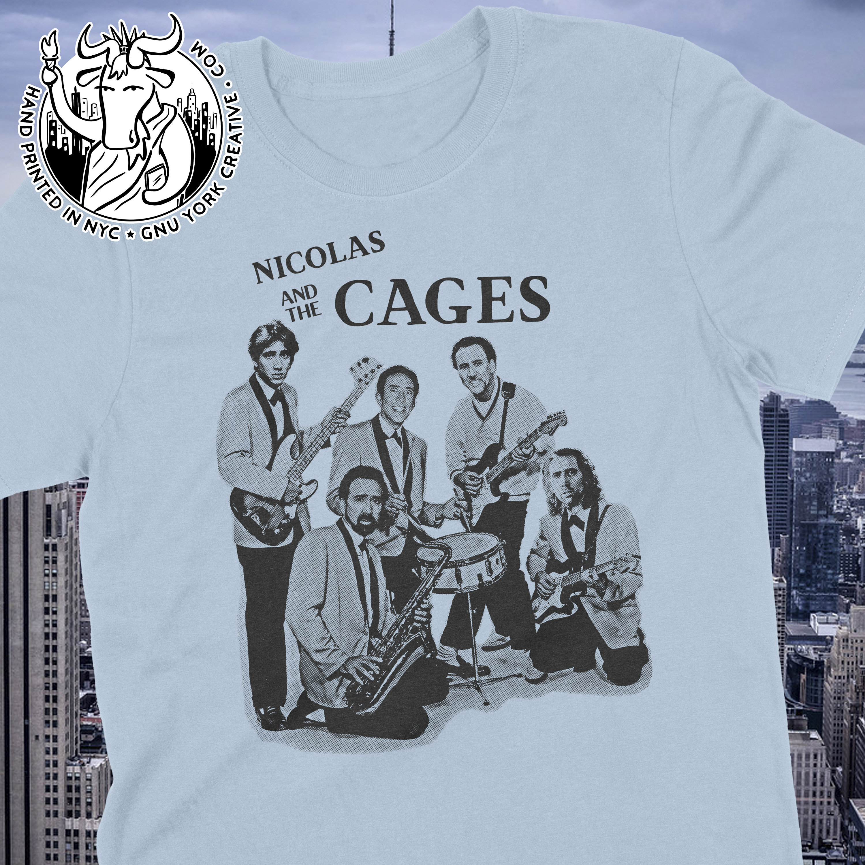 Nicolas Cage Band Shirt hand printed original design // | Etsy