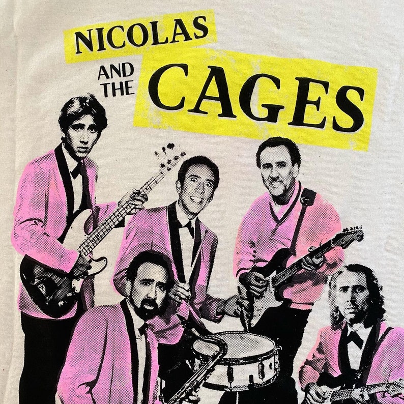 Nicolas Cage Band Shirt the original Gnuyorker Design Hand - Etsy