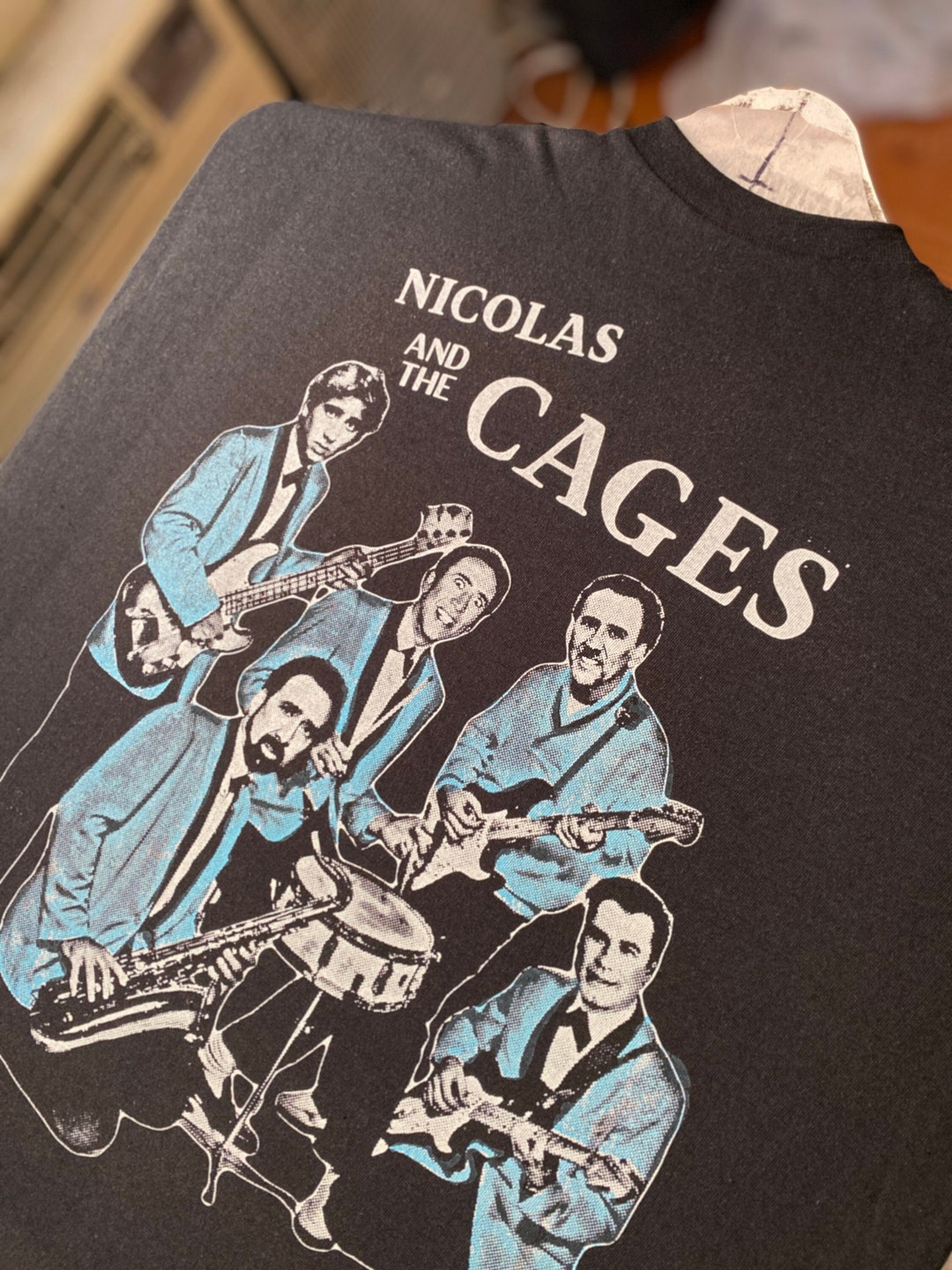 Nicolas Cage Band Shirt (ORIGINAL Black Shirt / Face off Edition, Hand ...