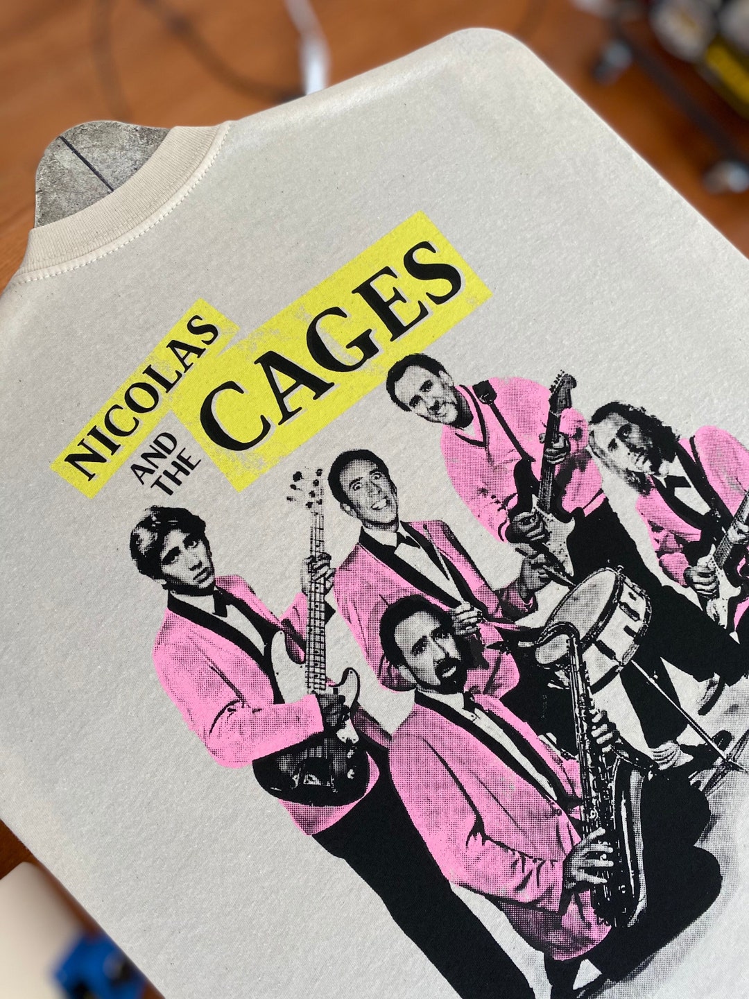 Nicolas Cage Band Shirt (the *original* Gnuyorker Hand Printed Design ...