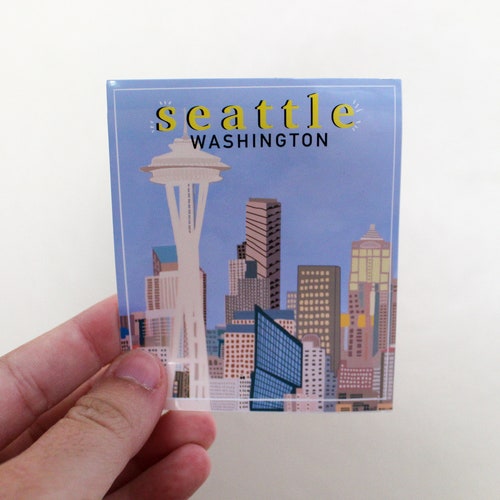 Colorful Seattle Skyline Vinyl Sticker Washington State Best - Etsy
