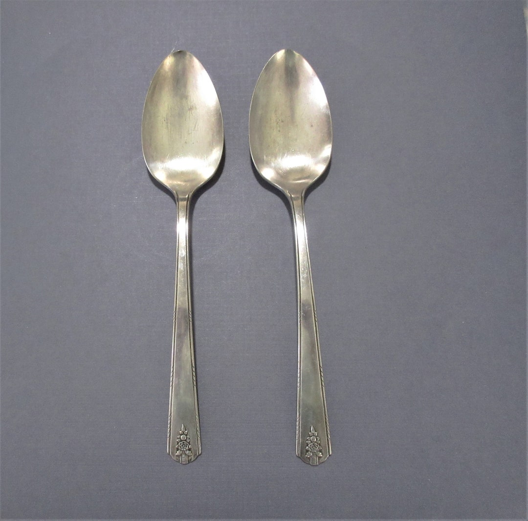 Oneida Community Silver Plate LINDA Par Plate Set of 2 Serving Spoons ...