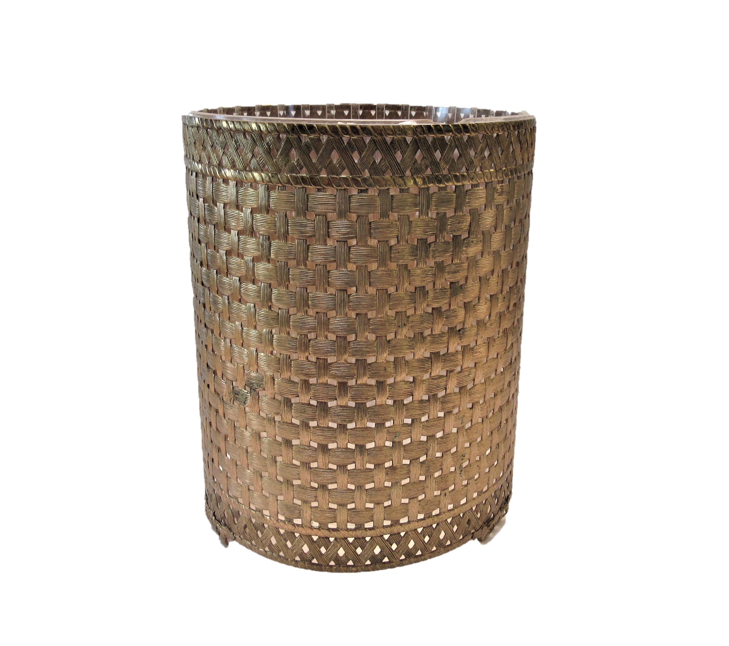 Hollywood Regency Gold Footed Wastebasket Trash Can W/plastic LINER ...