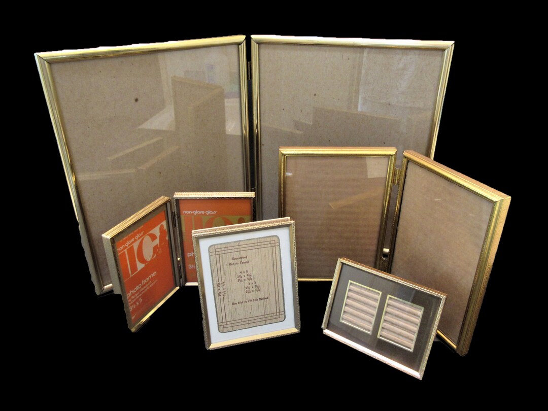 Gold Tone Mid-century Picture Frames Lot MCM 2 Easel Back 3 - Etsy