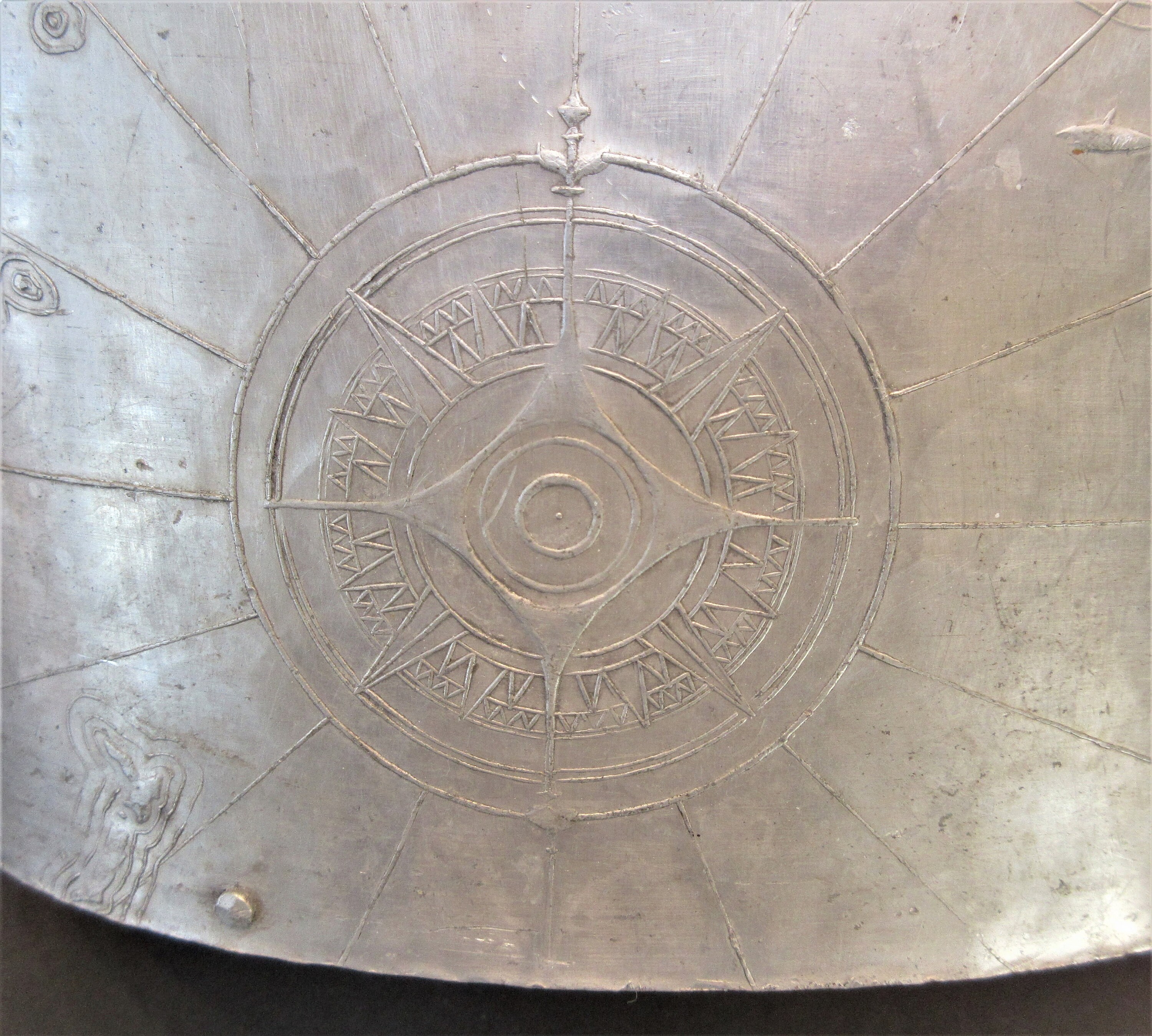 Arthur Armour World Map Waste Basket Trash Can Hand Wrought Hammered ...