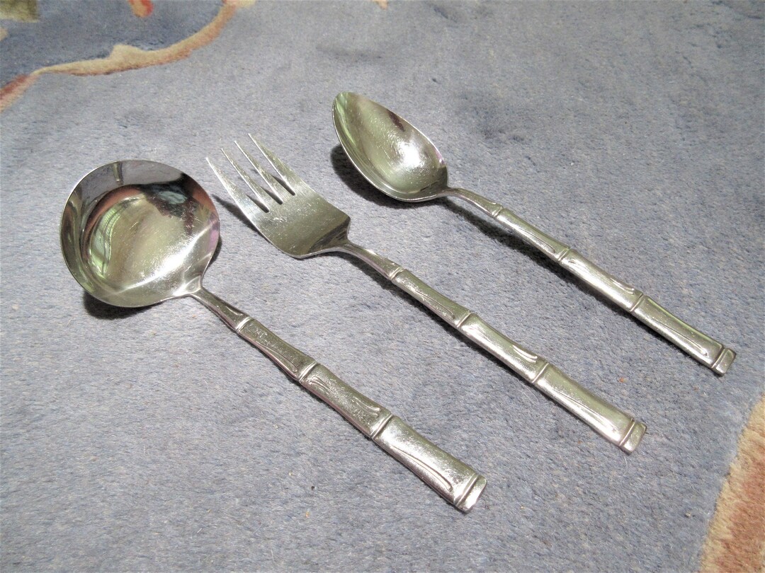 Oneida Northland SUMATRA Stainless Bamboo Pattern Serving Utensils Set ...