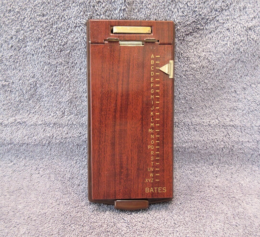 BATES List Finder Model A Wood Grain Metal Desktop Address Phone File ...