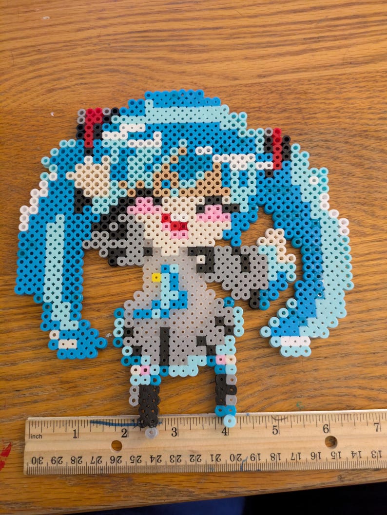 Hatsune Miku Chibi Perler Bead Art - Etsy