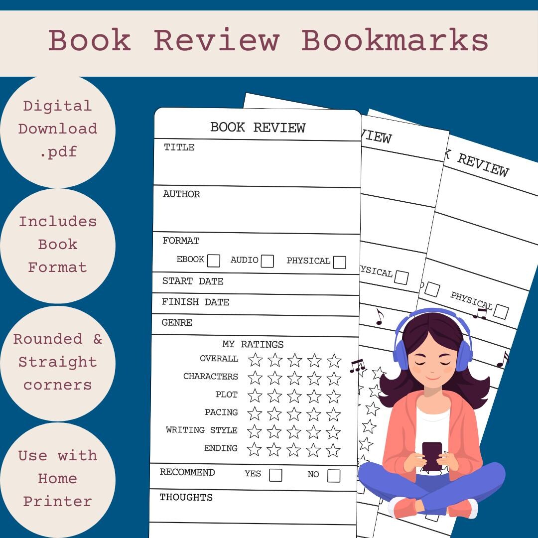 Printable Book Review Bookmark - With Book Format Option - Print at ...