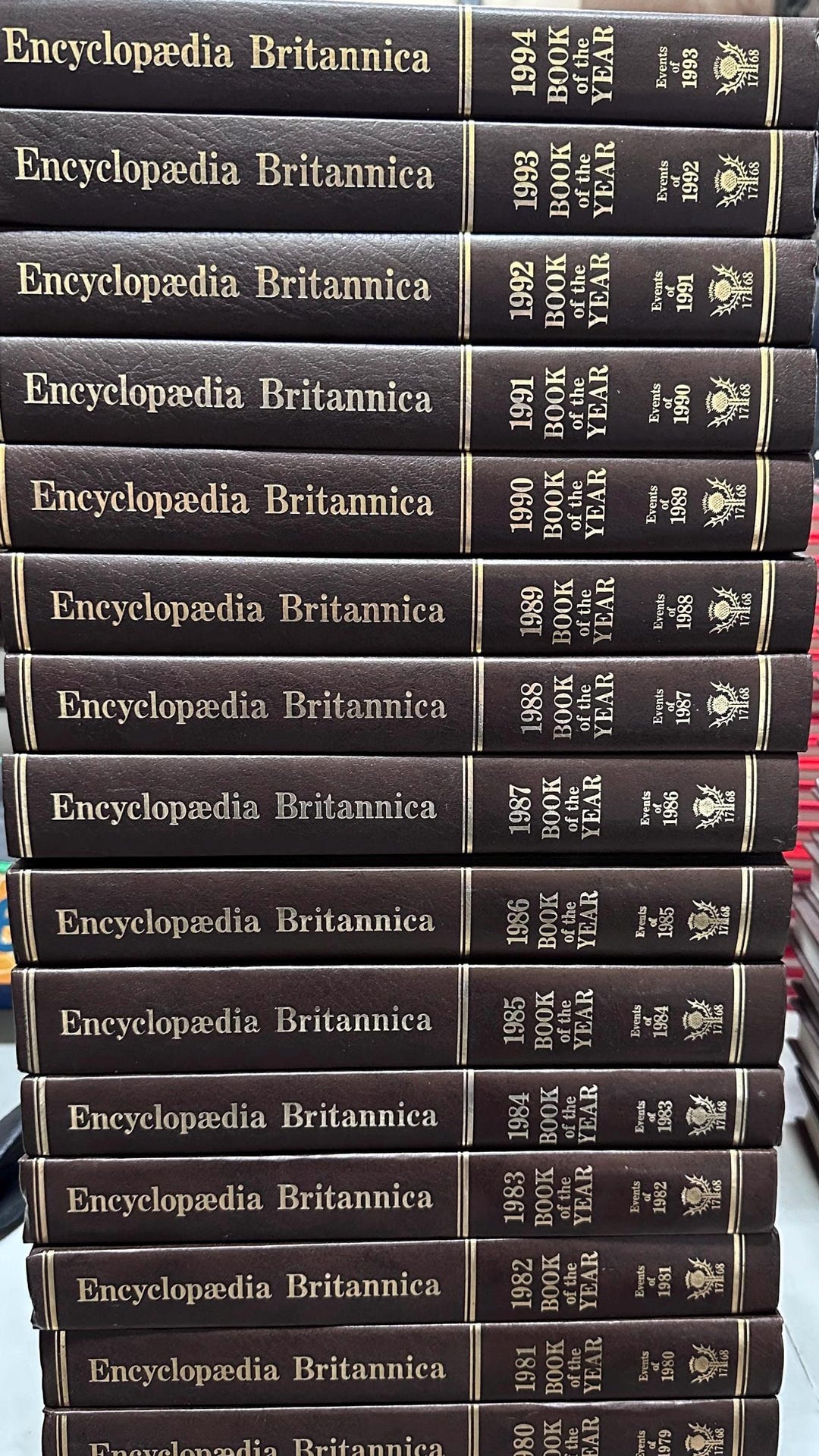 Encyclopaedia Britannica Book of the Year, Vintage, Brown Pebbled ...