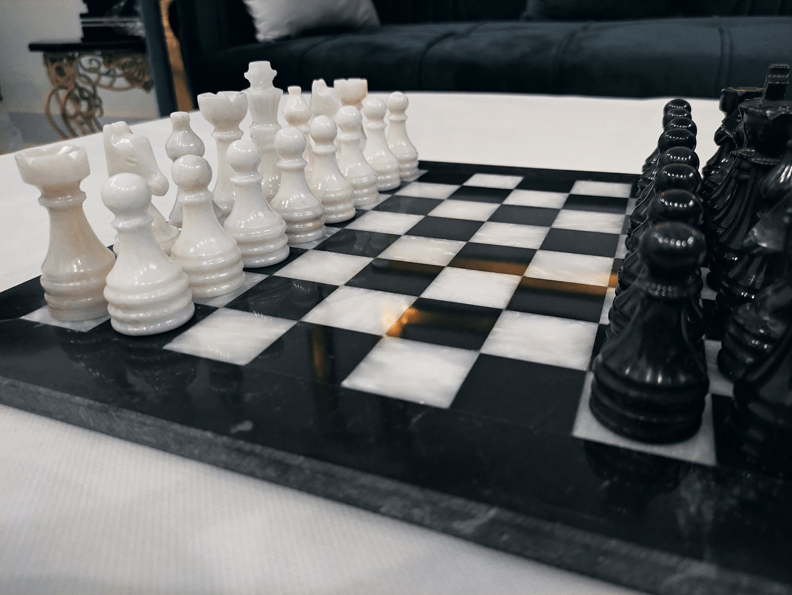 Handmade Marble Chess Set Indoor Adult Chess Game Marble Chess Board ...