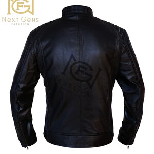 Men Leather Jacket Handmade Black Leather Jacket Slim Fit Mens Biker ...