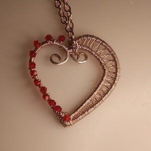 Rose Gold, Wire Wrap an Weave Heart Pendant, Corset Weave, Followed ...