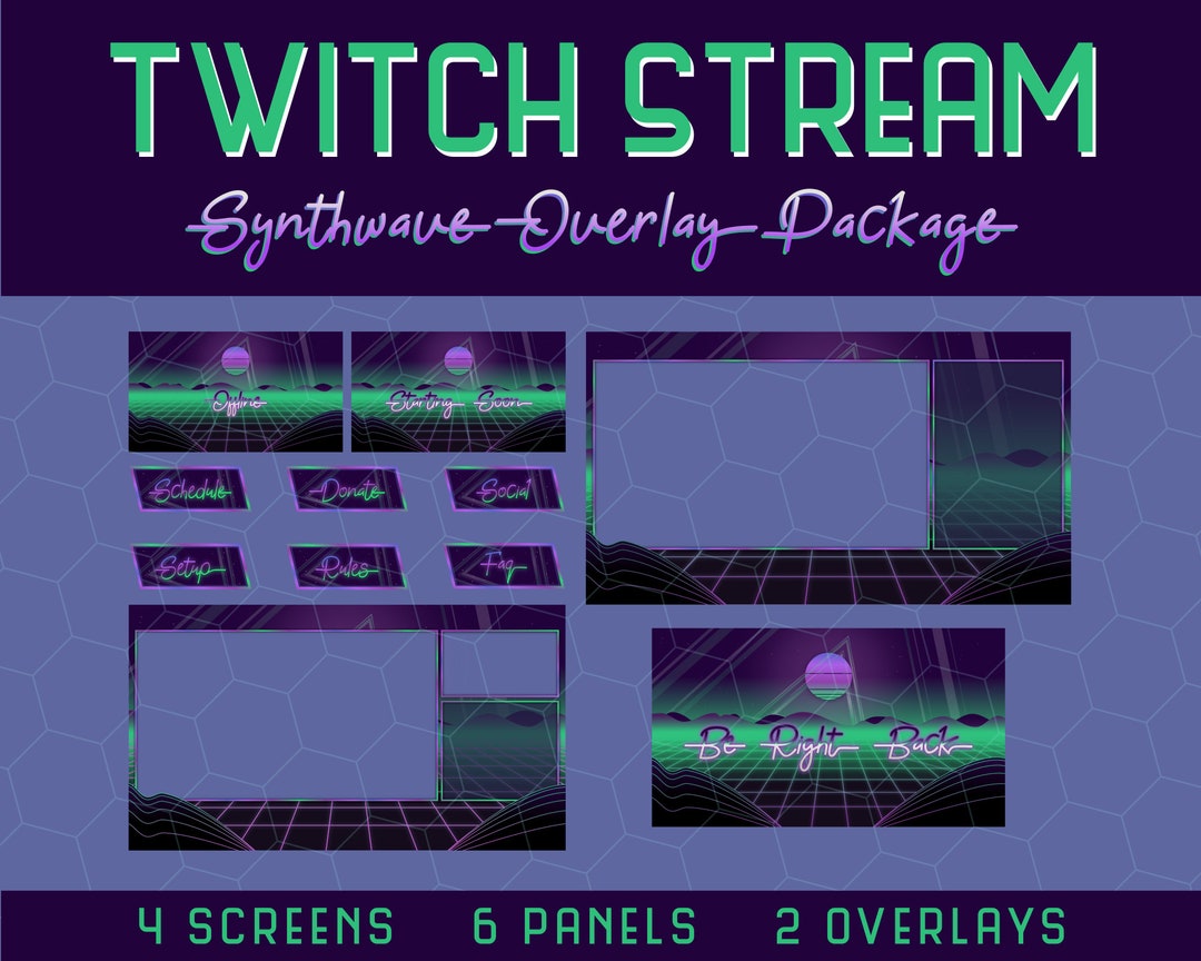 Retro Neon Synthwave Twitch Overlay for Streamers - Etsy