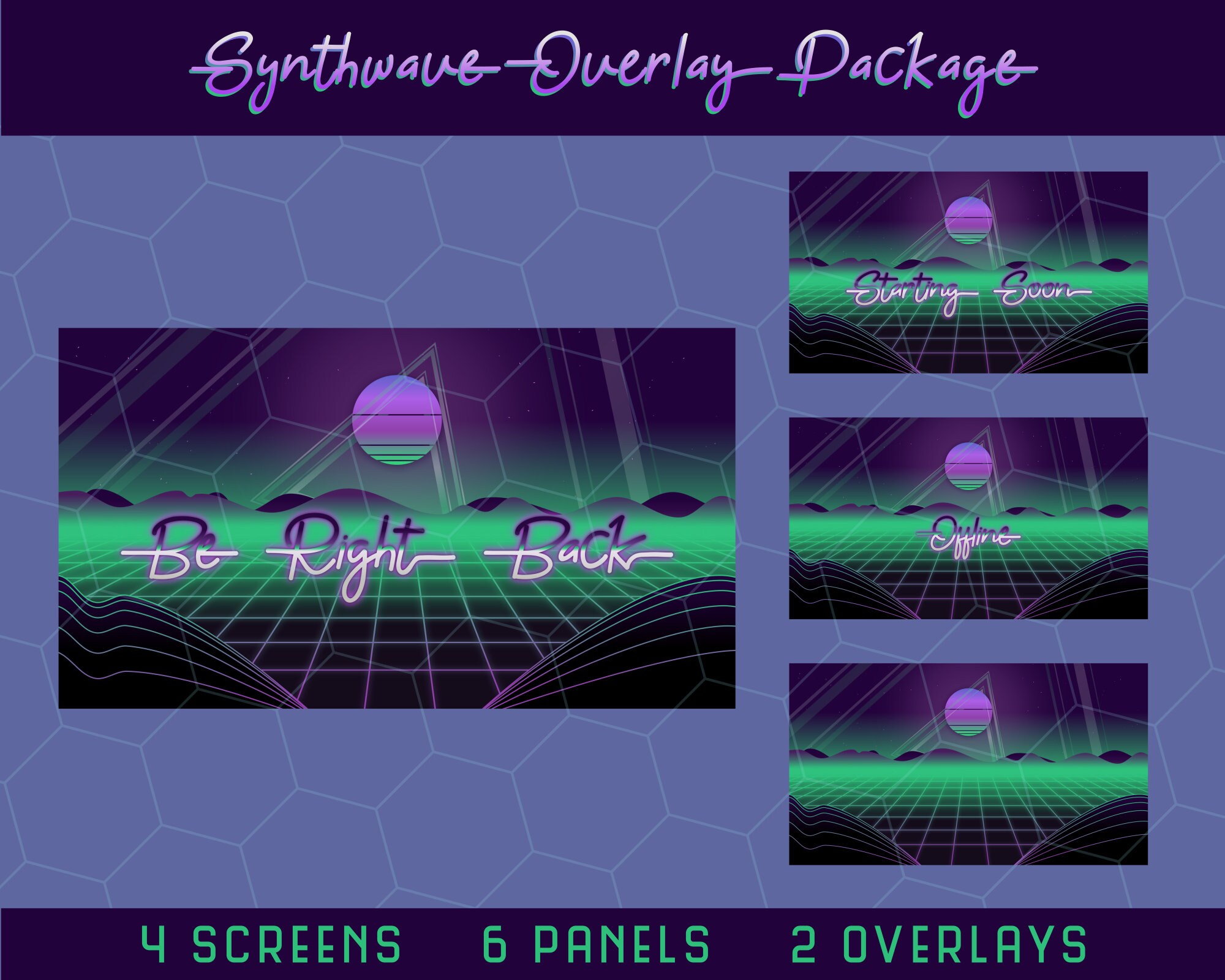 Retro Neon Synthwave Twitch Overlay for Streamers - Etsy