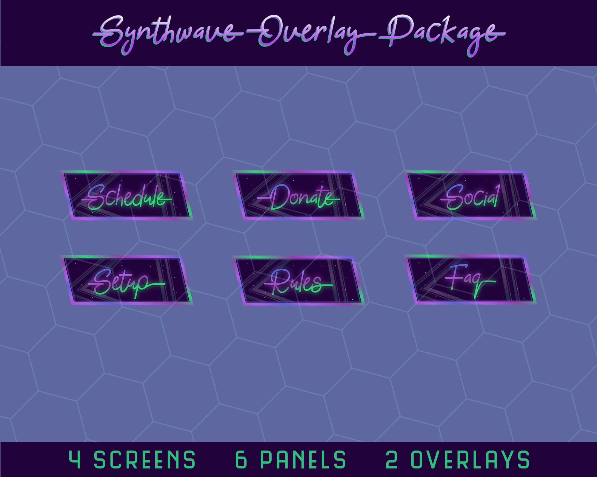 Retro Neon Synthwave Twitch Overlay for Streamers - Etsy