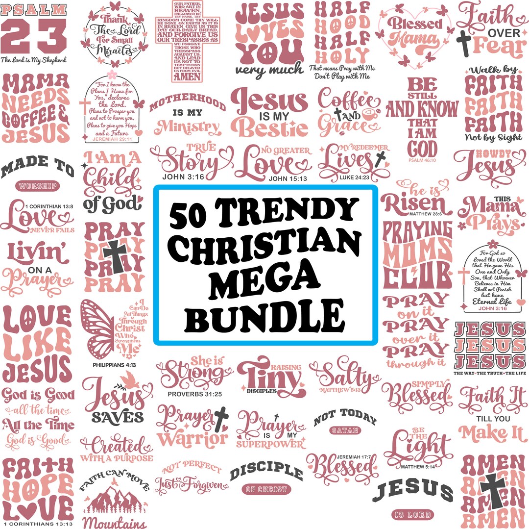 Mega Christian Svg Bundle, Retro Jesus Easter Pray Faith Bible Verse ...