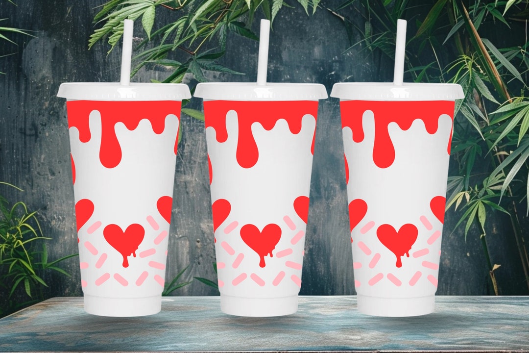 Heart Drip SVG Starbucks Cup Wrap Svg, Sprinkles Valentines Day 24oz ...
