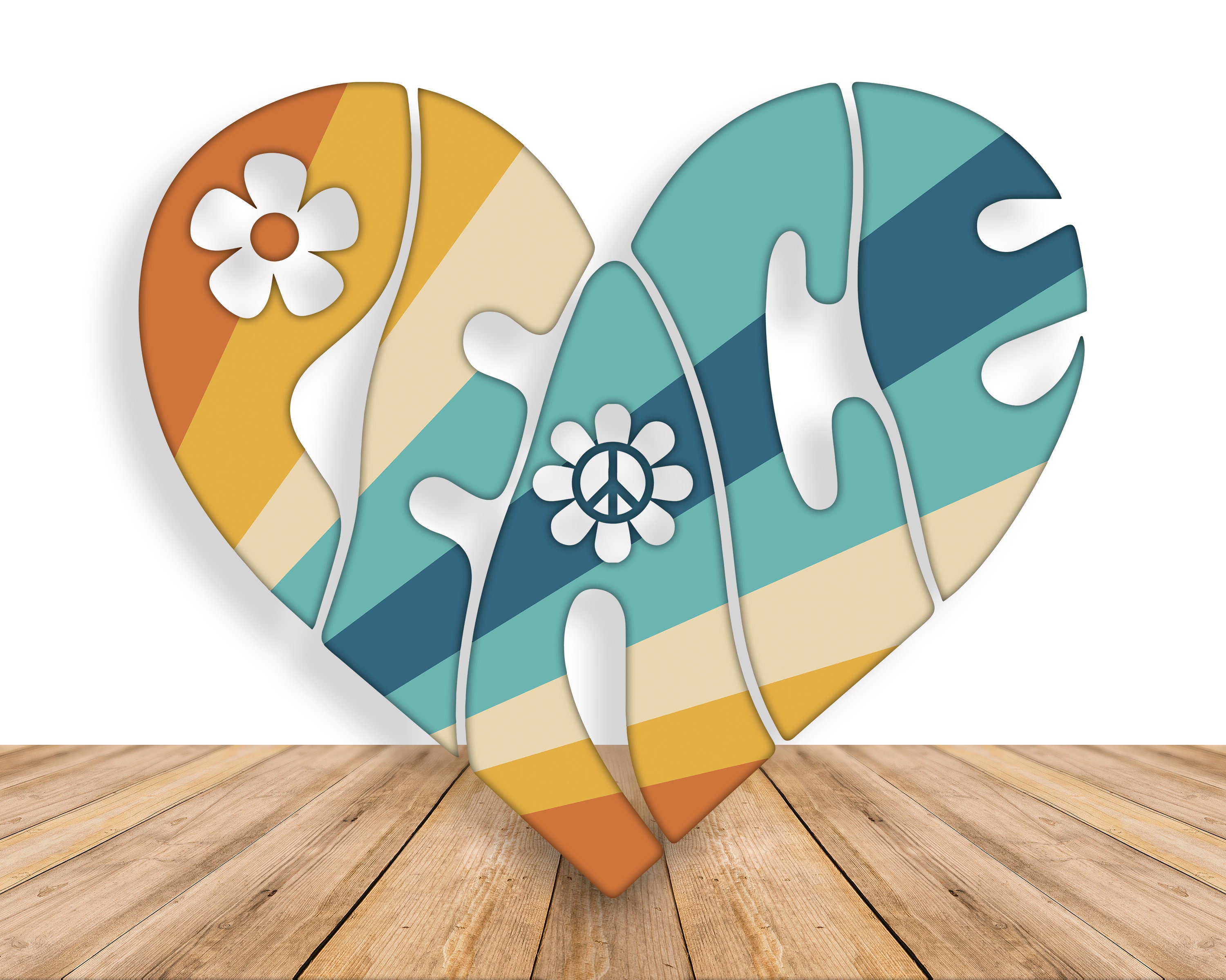 Retro Peace Sign SVG: 70s Groovy Flower Power Clipart (digital Download ...