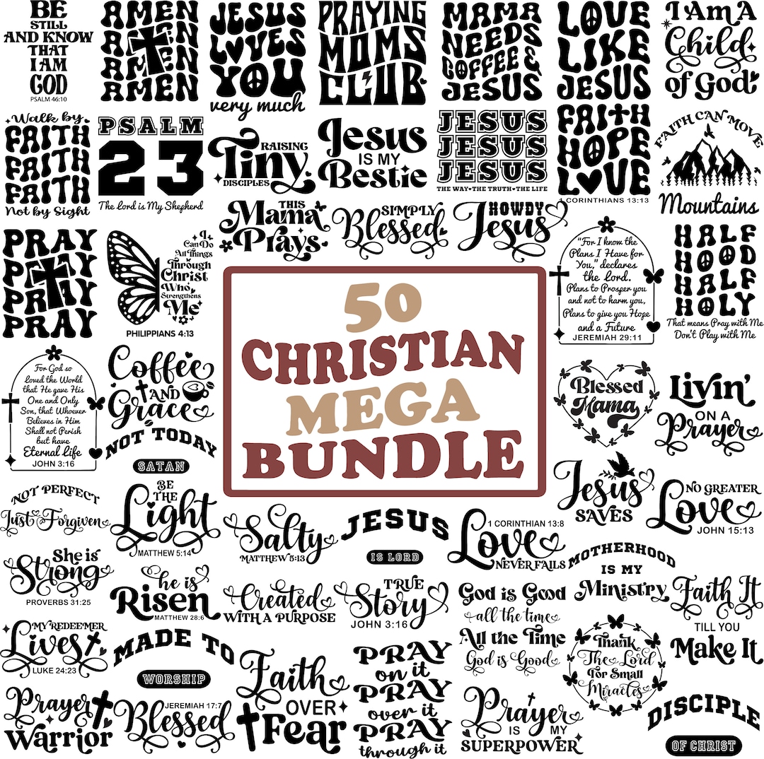 Christian Svg Mega Bundle, Retro Jesus Easter Pray Faith Bible Verse ...